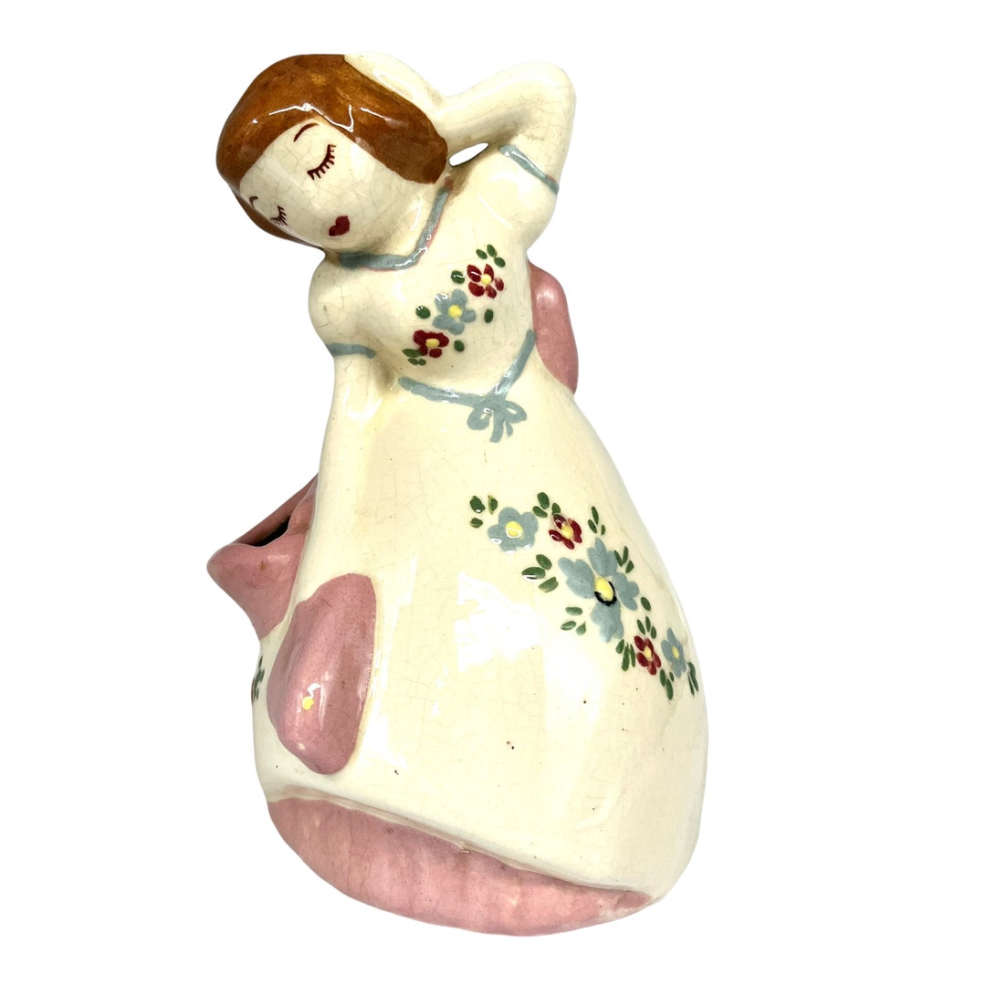 1940s Early WEIL WARE Figural Pottery Lady Vase Planter California ...