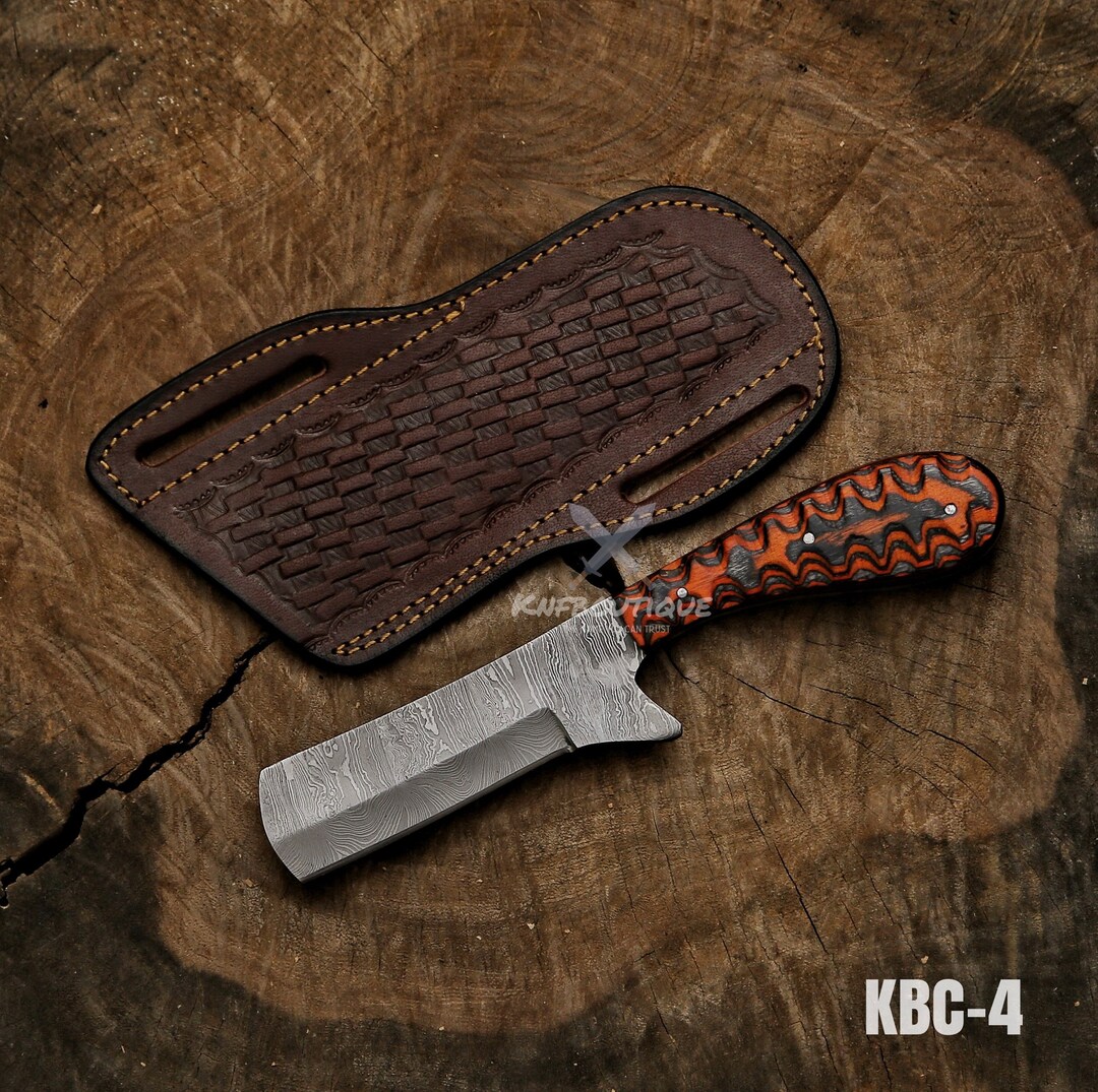 Cowboy Bull Cutter Knife With Damascus Blade and Pan Cake - Etsy