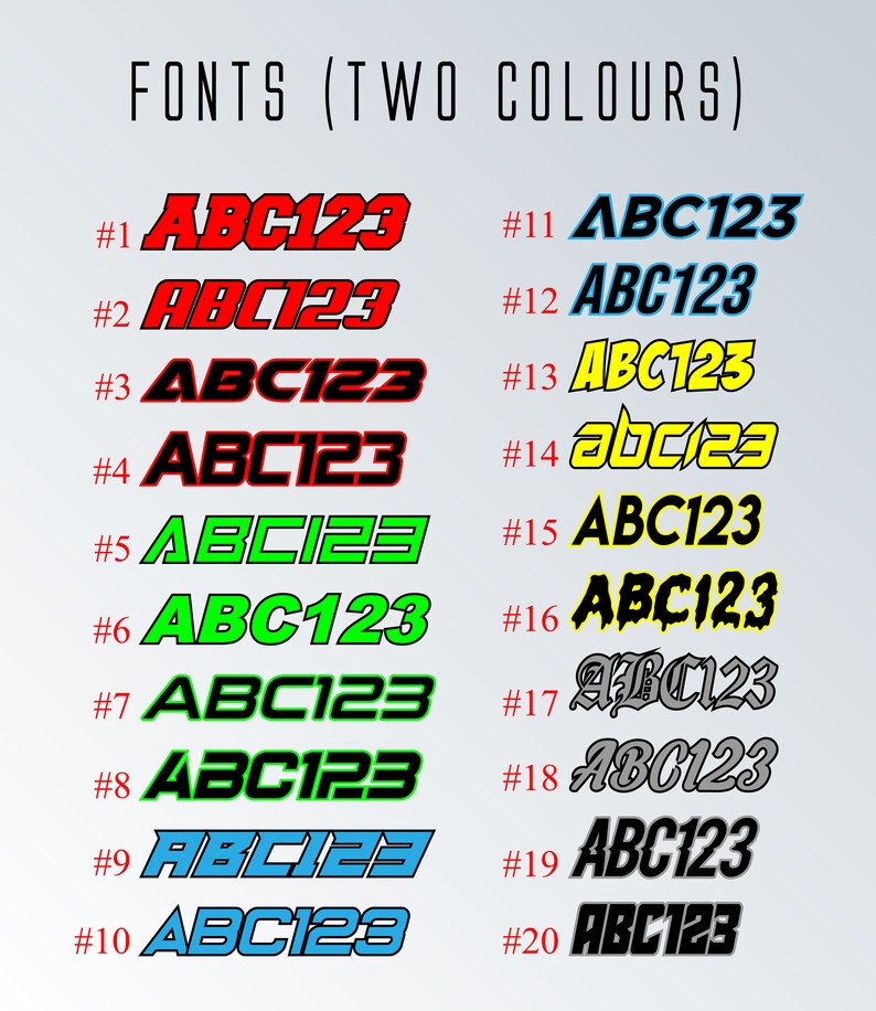 Custom Snowmobile Registration Number Decals / 20 Fonts and Colours to ...