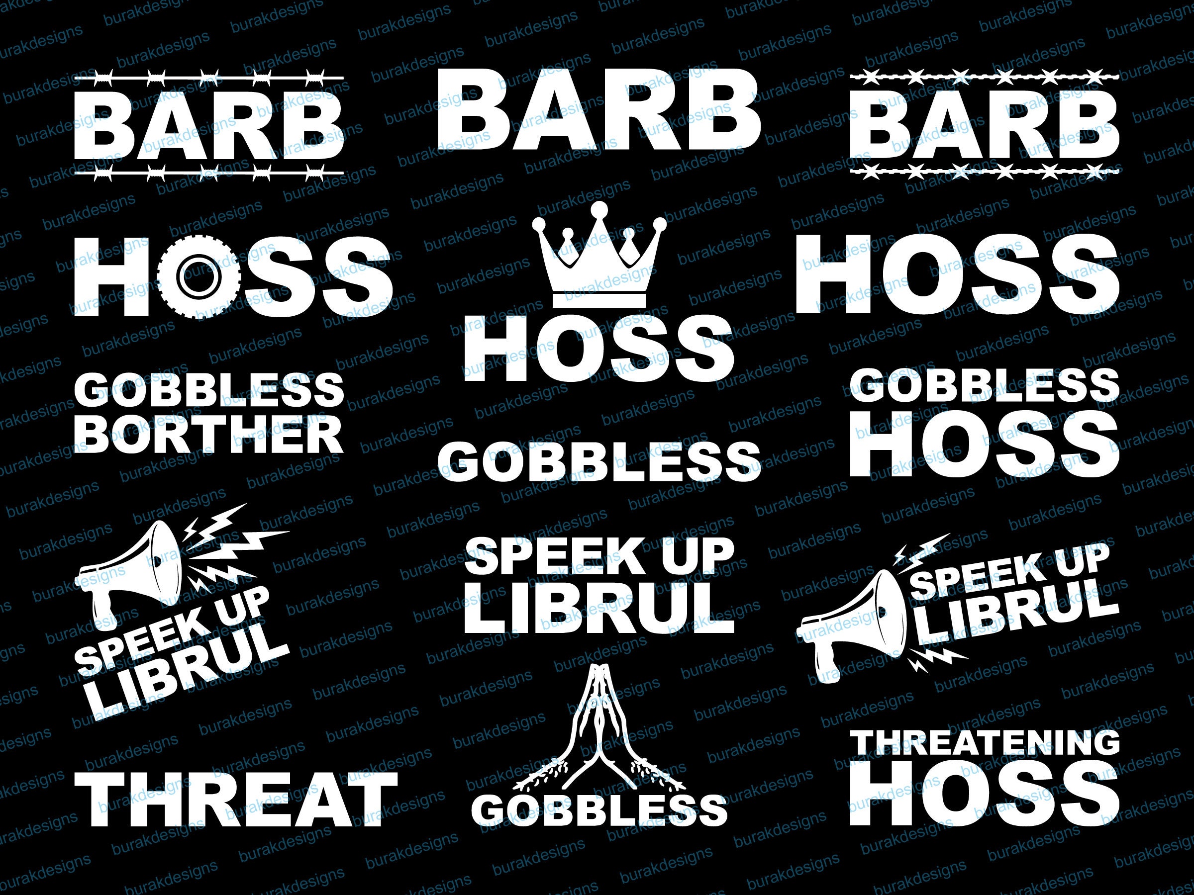 Threatening Hoss Decals BARB / HOSS / THREAT / Speek up - Etsy UK