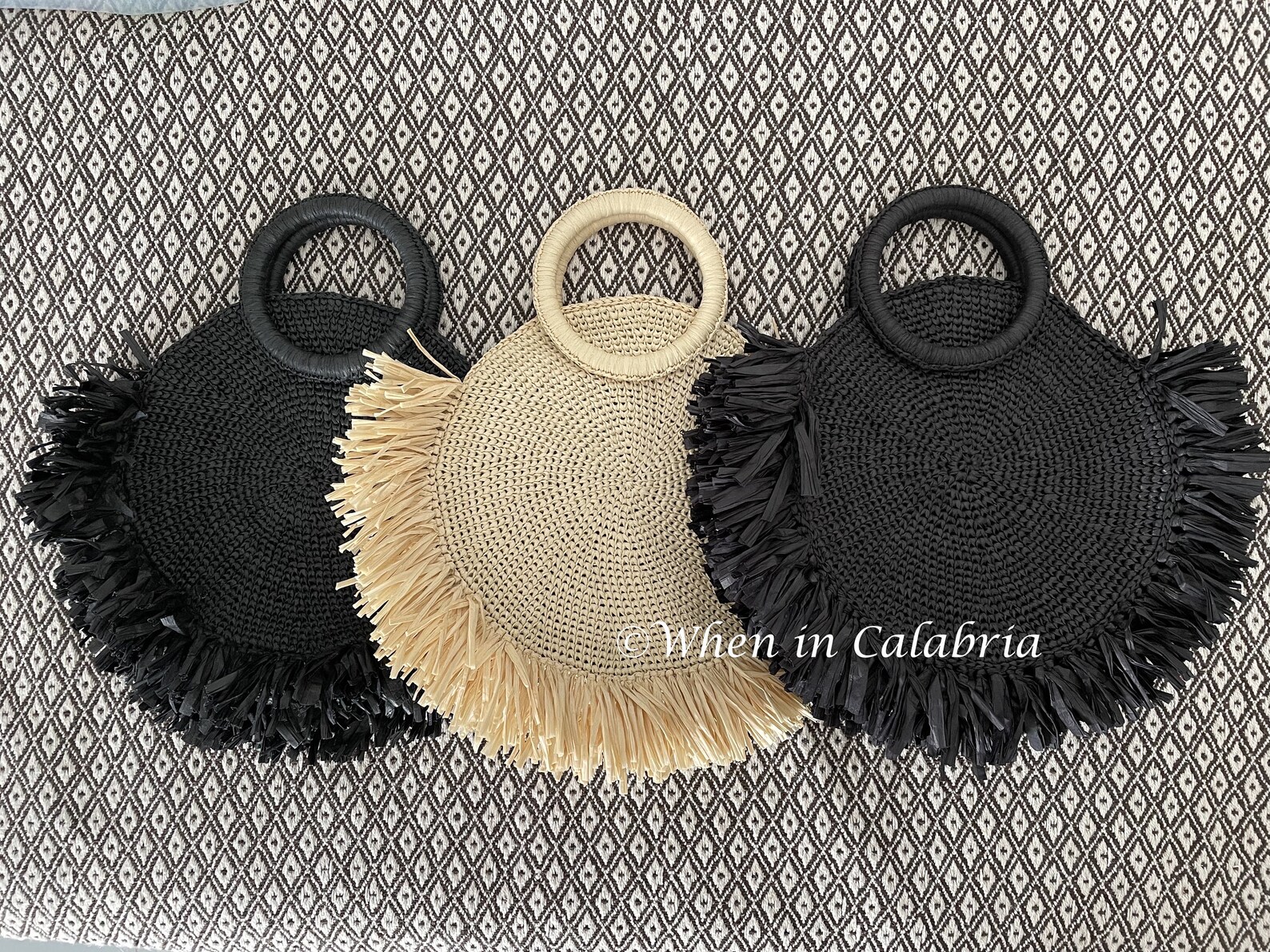 CROCHET PATTERN (PDF) Raffia Bag Pattern 'whiskers New Moon' Summer Bag ...