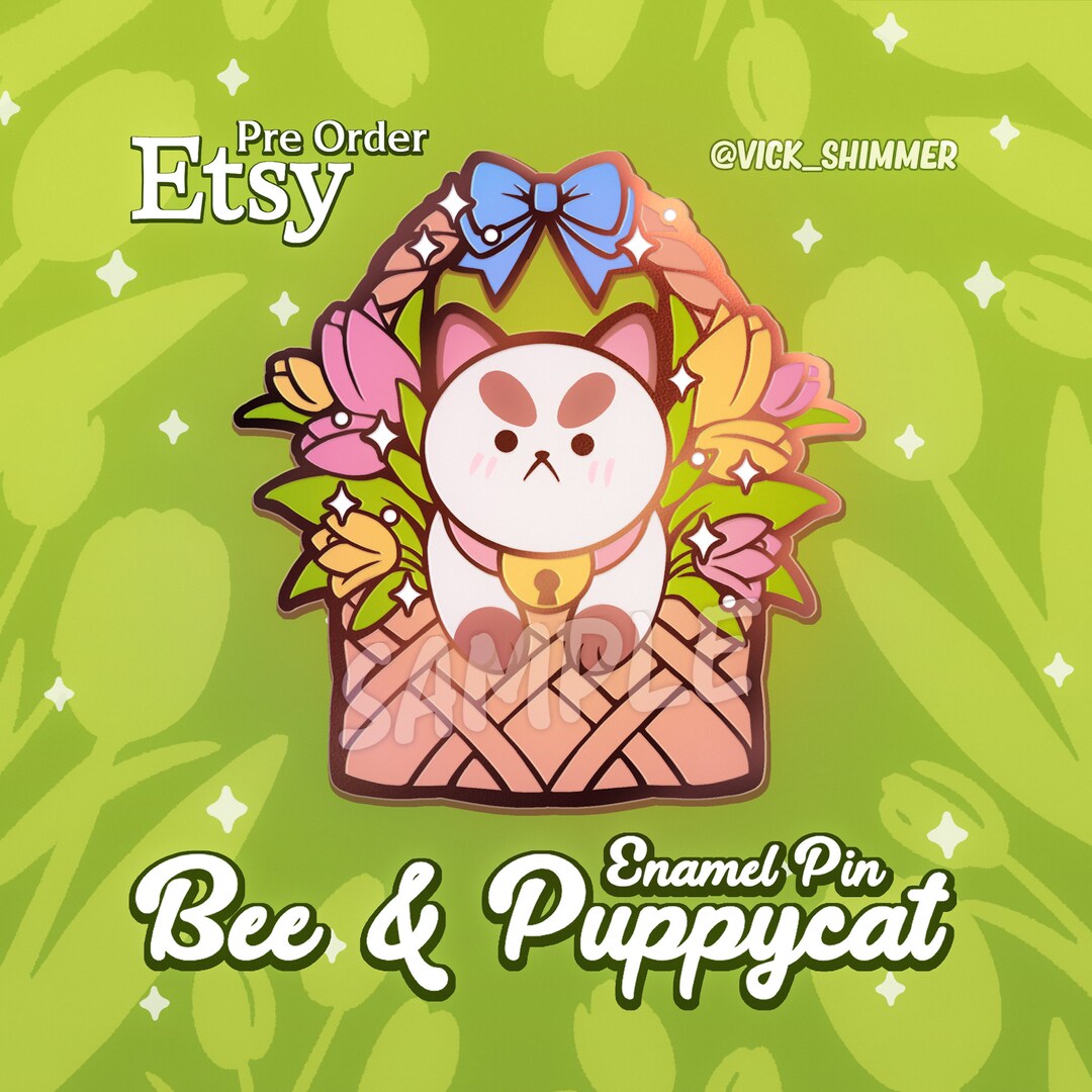 Bee and Puppycat Rose Gold Enamel Pin - Etsy