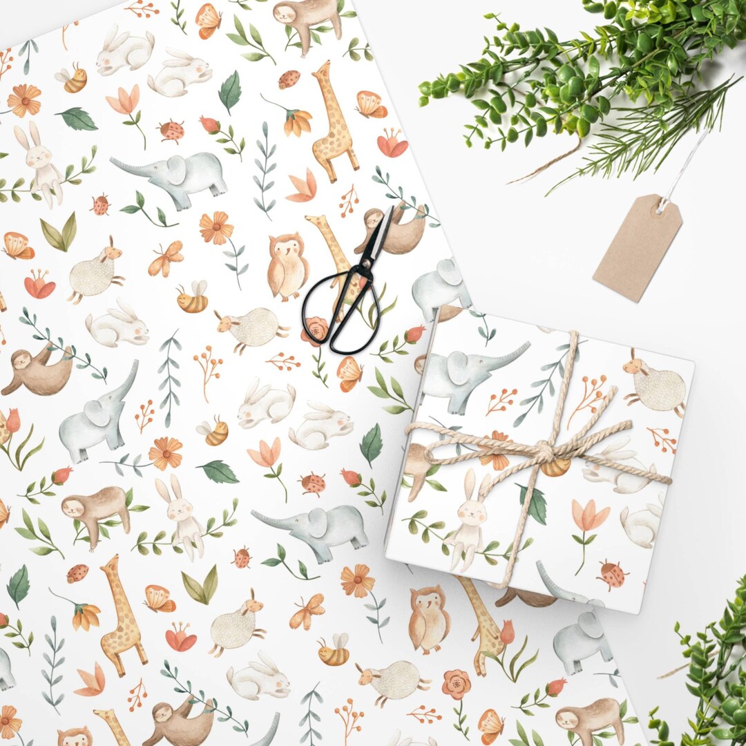 Zoo Animals Wrapping Paper. Birthday Gift Wrap. Baby Shower Wrapping ...