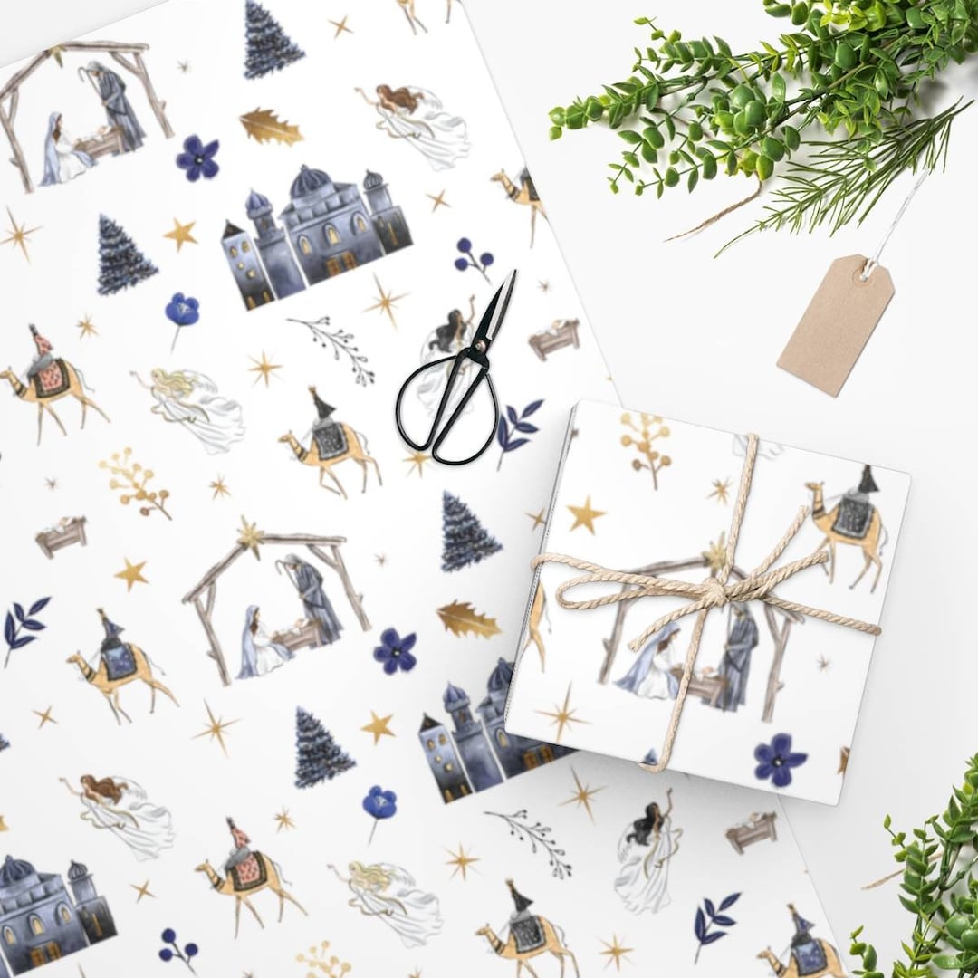 Nativity Wrapping Paper. Christmas Gift Wrap. Holiday Wrapping Paper ...