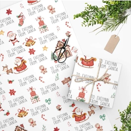 Personalized From Santa Wrapping Paper. Christmas Gift Wrap. - Etsy