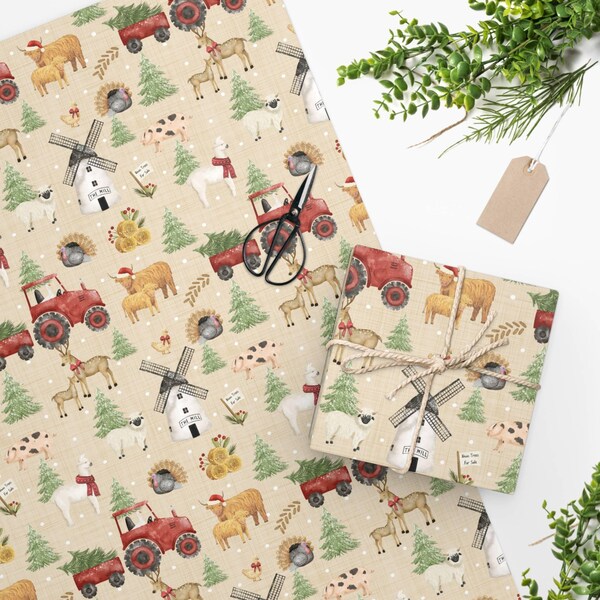 Christmas Farmhouse Wrapping Paper - Etsy