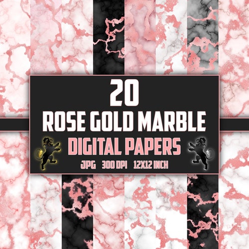 Rose Gold Marble Digital Paper Rose Gold Foil Marble White - Etsy