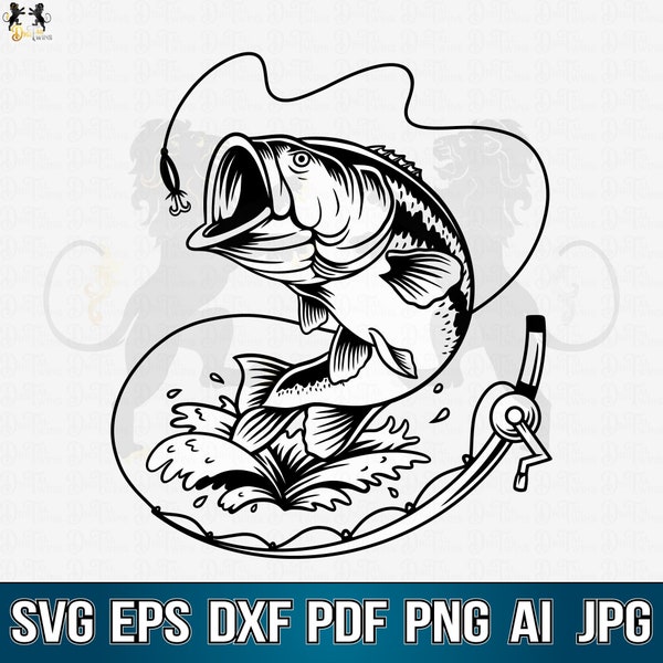 Bass Fishing Svg - Etsy