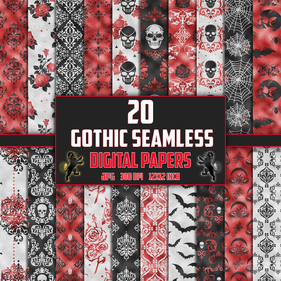 Gothic Digital Paper, Gothic Scrapbook, Gothic Clipart, Halloween ...