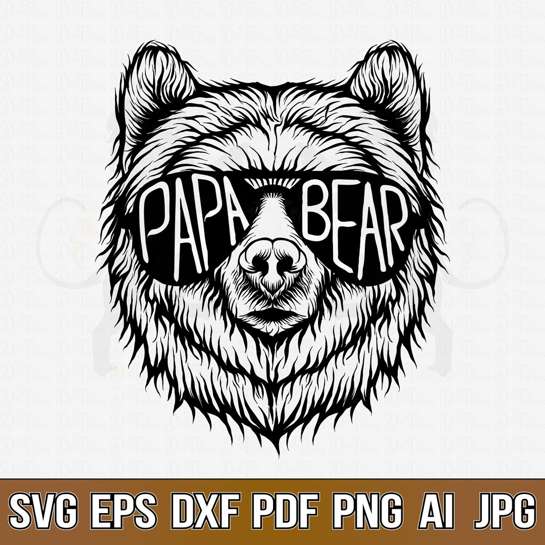 Papa Bear Svg, Papa Bear Face Svg, Bear With Glasses Svg, Papa Bear ...