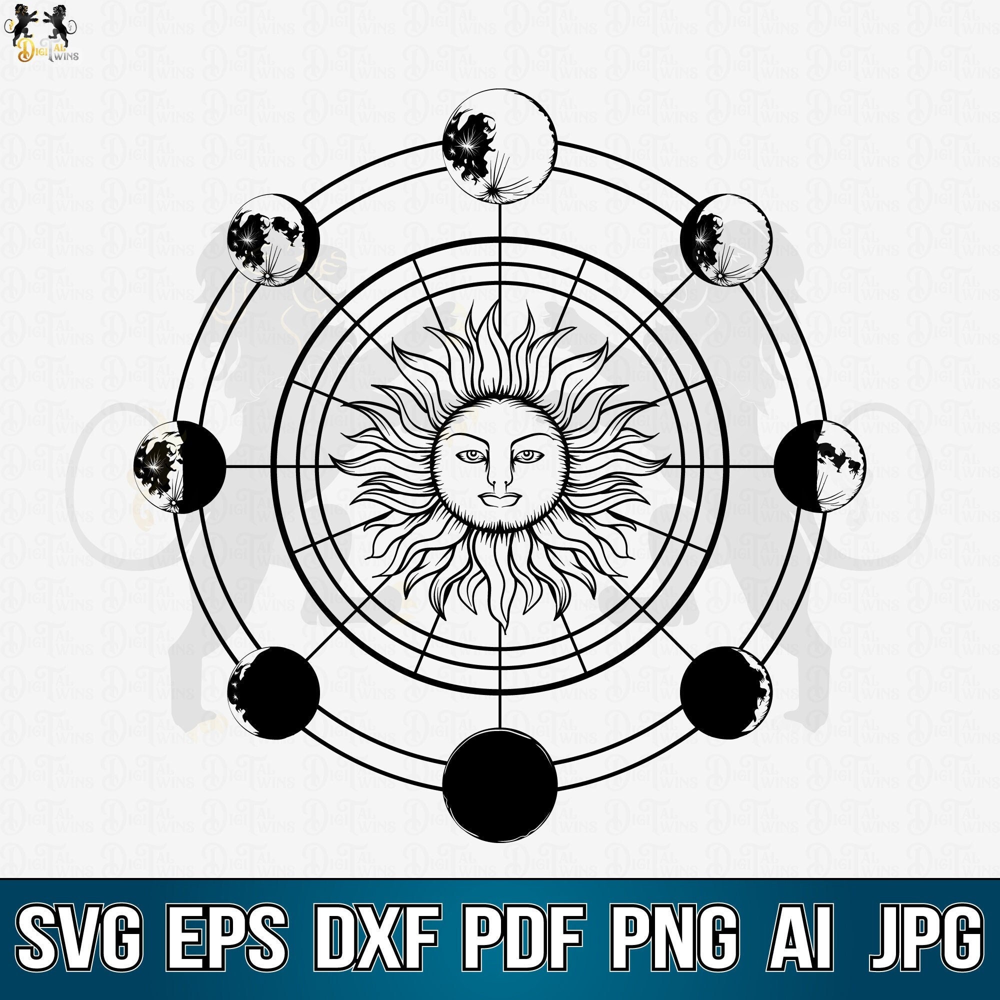 Sun and Moon Svg, Celestial Svg, Sun Svg, Moon Svg, Sun and Moon ...