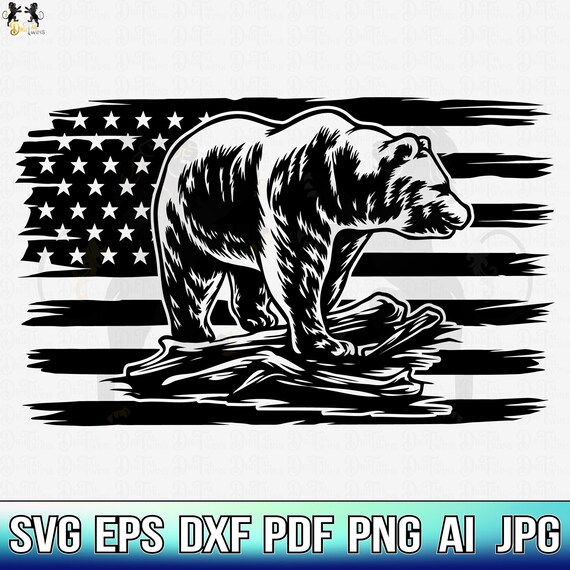 Bear With Flag Svg Bear Clipart Bear Vector Bear Cricut - Etsy Canada