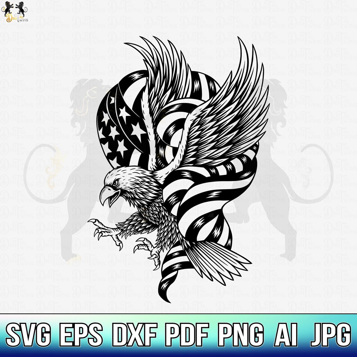 Eagle Through Flag Svg, Eagle With Flag Svg, Eagle USA Svg, American ...