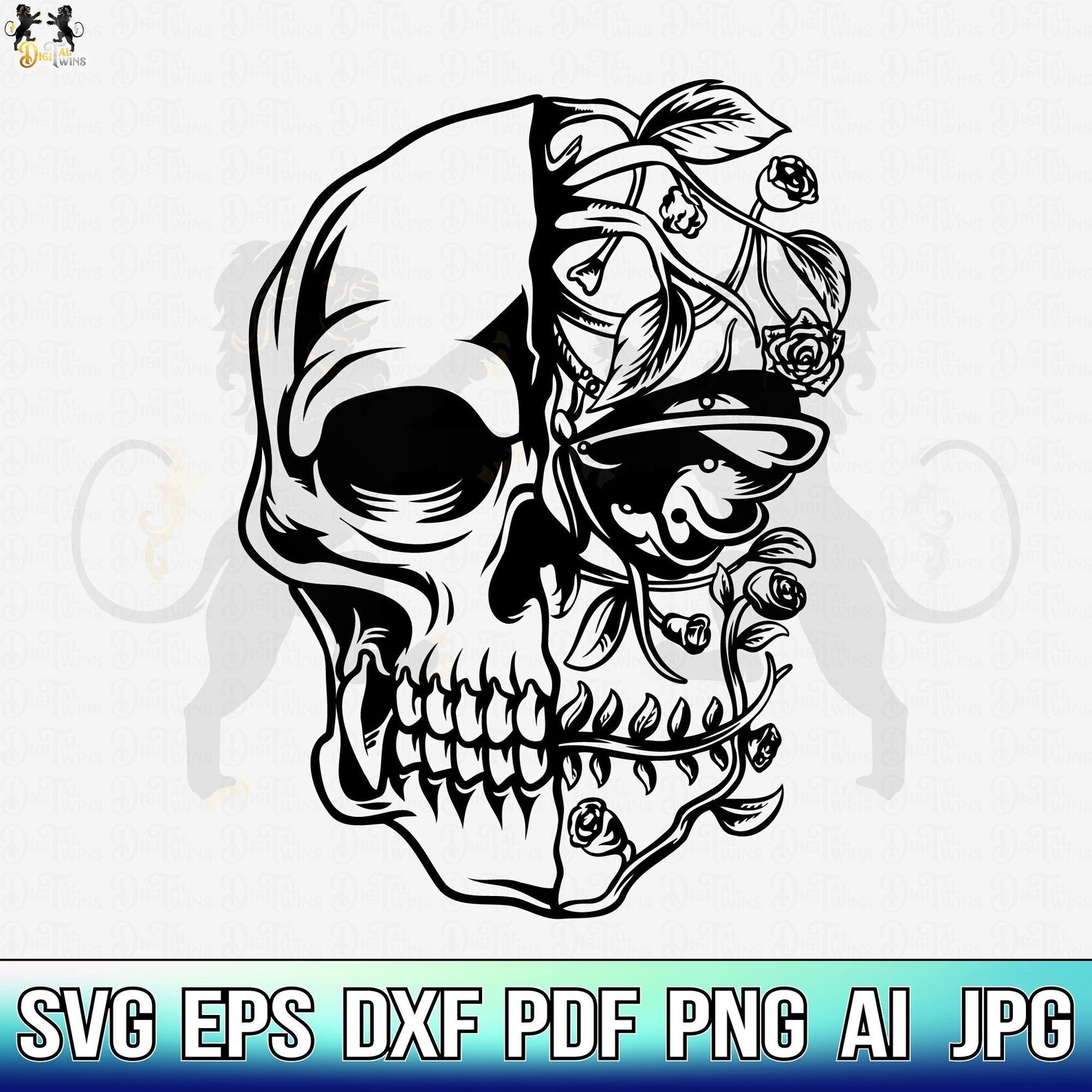 Skull Butterfly Svg, Skull Svg, Skull Butterfly Clipart, Gothic Svg ...