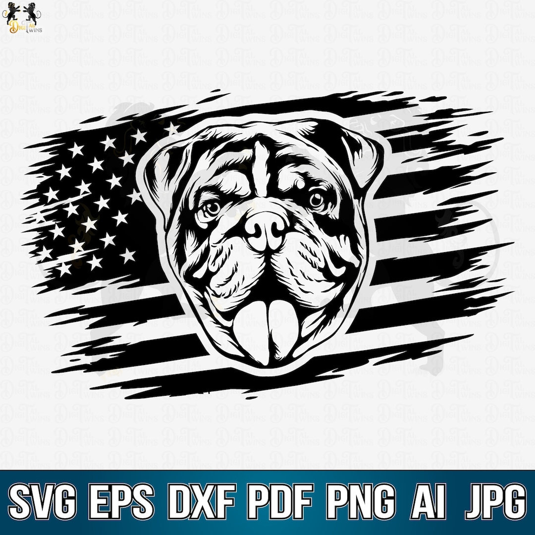 Bulldog With Flag Svg, American Bulldog Svg, Bulldog Clipart, Bulldog ...