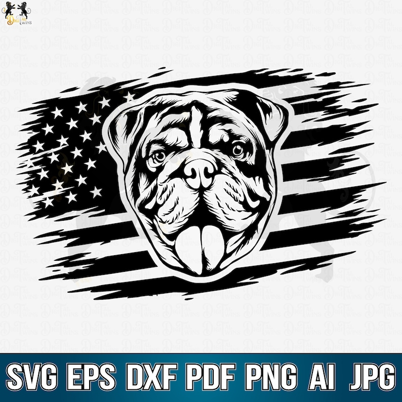 Bulldog With Flag Svg American Bulldog Svg Bulldog Clipart | Etsy