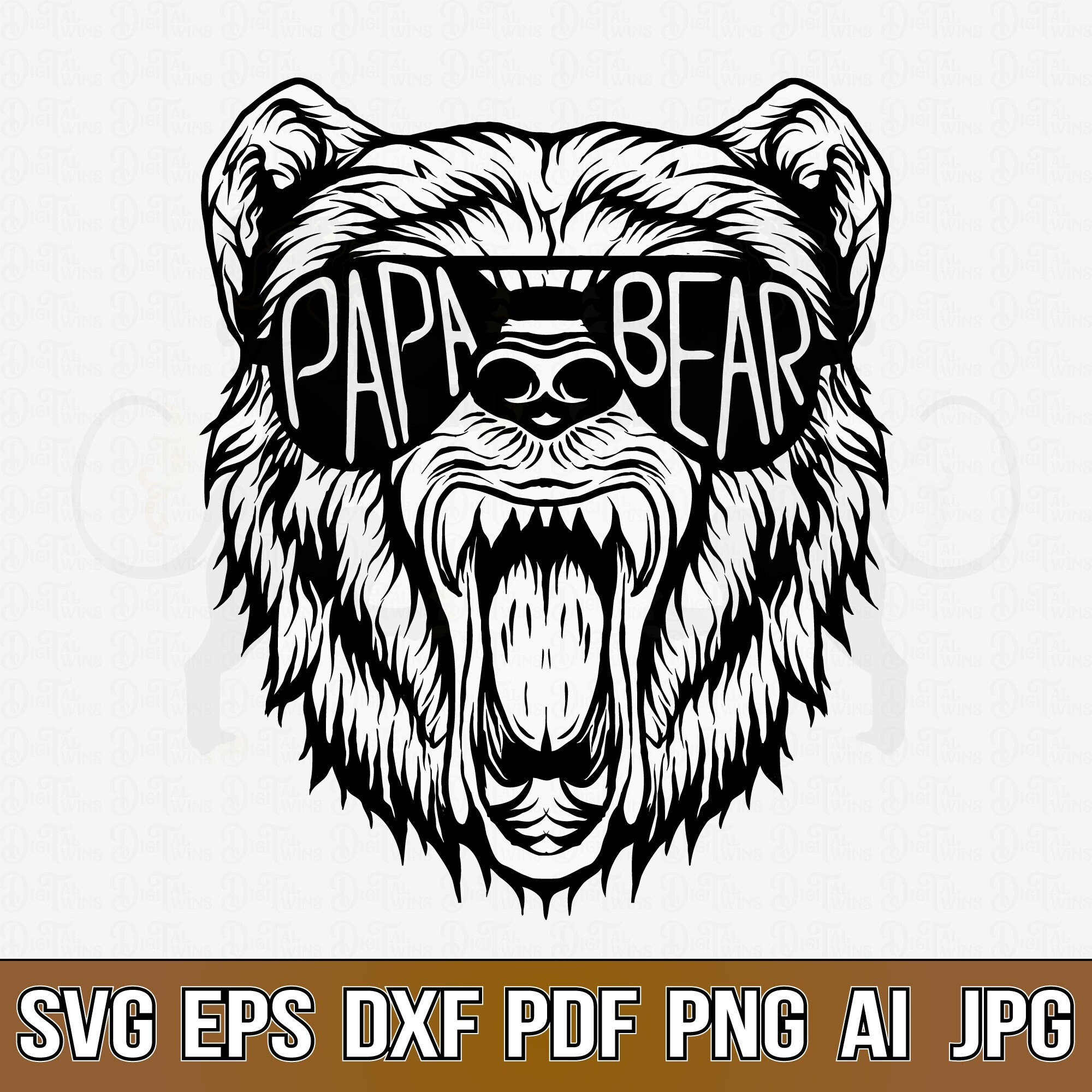 Papabär Svg, Papabär Gesicht Svg, Bär mit Brillen Svg, Papa Bär mit ...