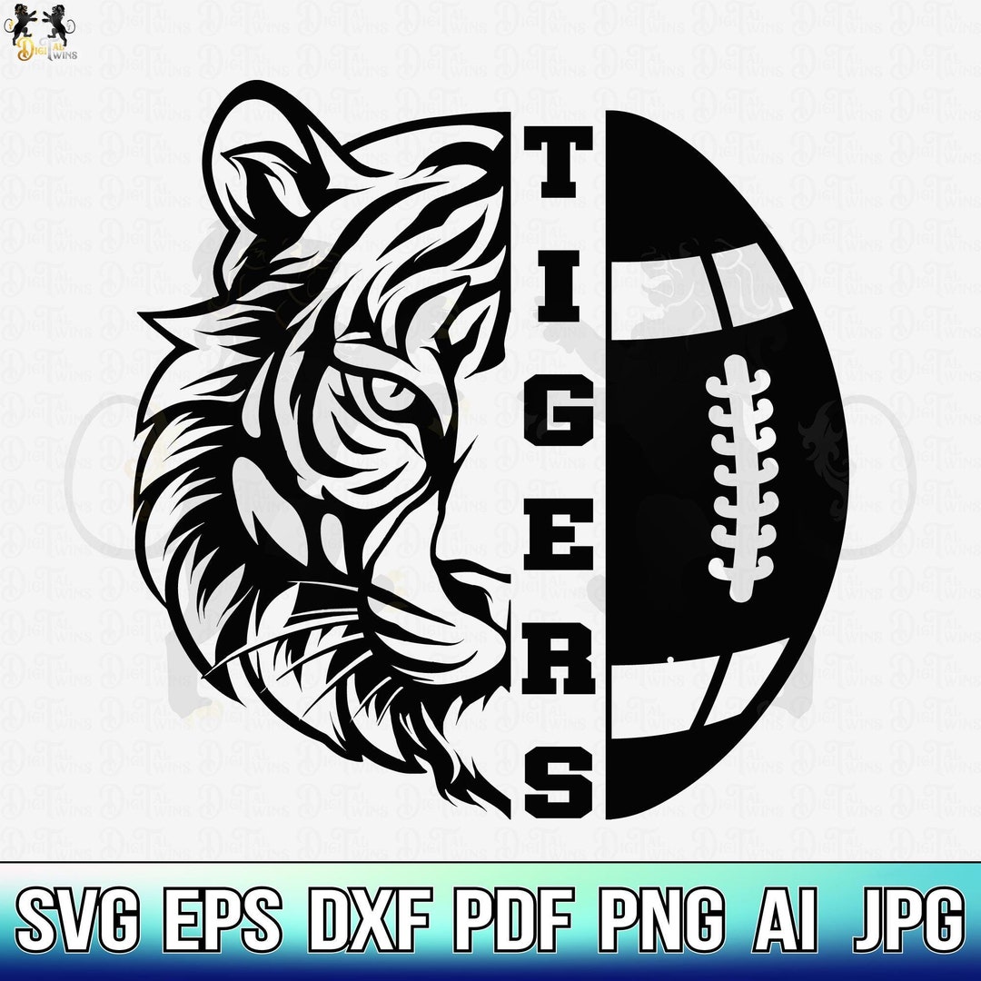 Tiger Football Svg, Tiger Face Svg, Tiger Head Svg, Tiger School Mascot ...