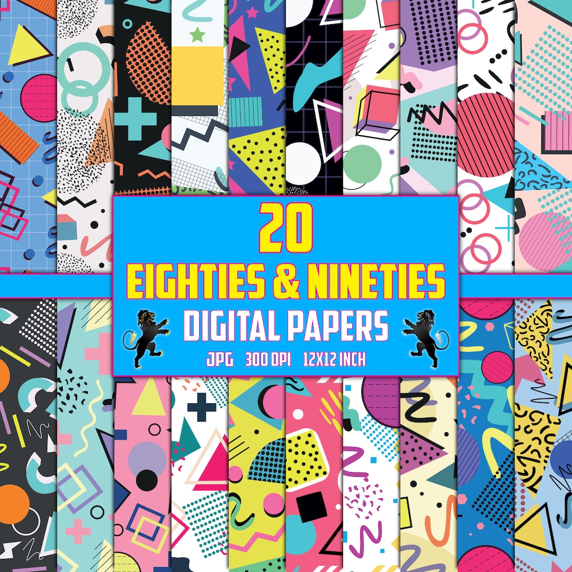 80's/90's Digital Paper, Eighties Nineties Digital Paper, 80's Seamless ...
