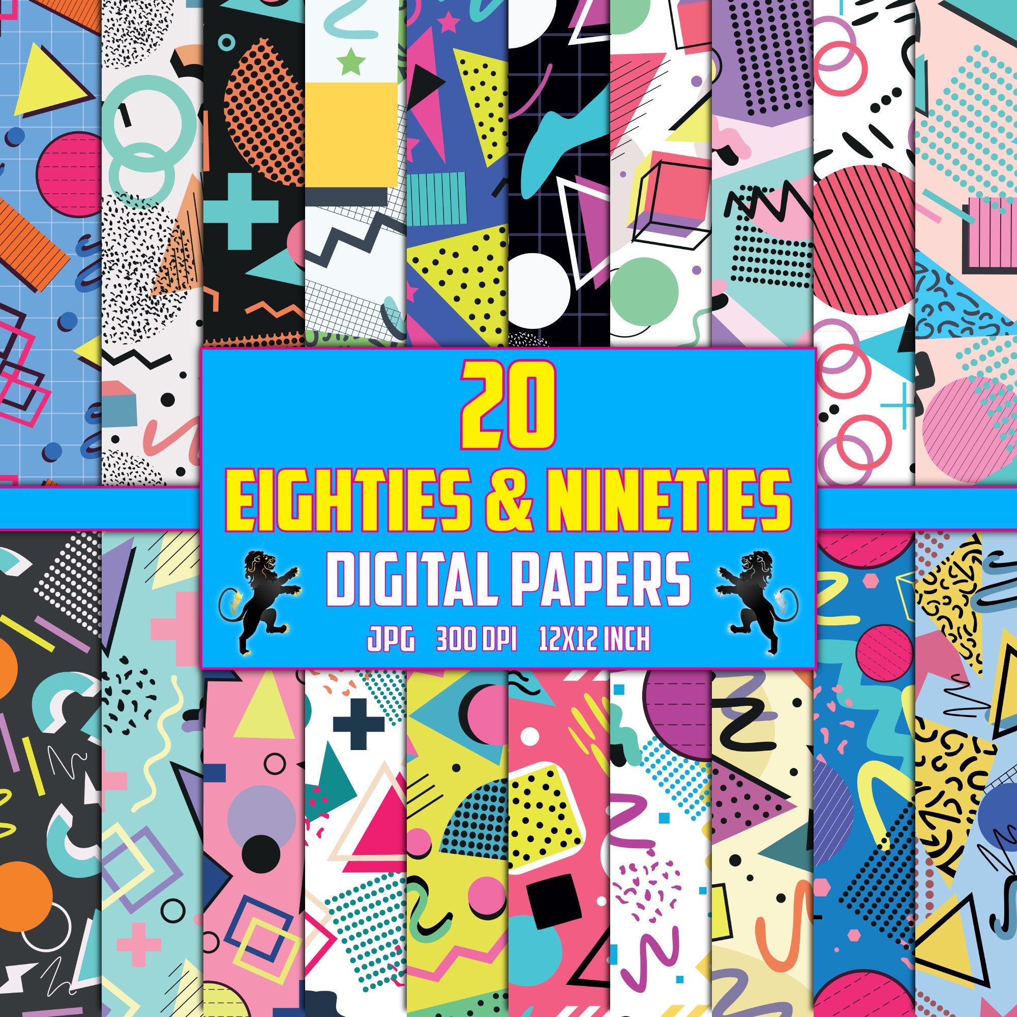 80's/90's Digital Paper, Eighties Nineties Digital Paper, 80's Seamless ...