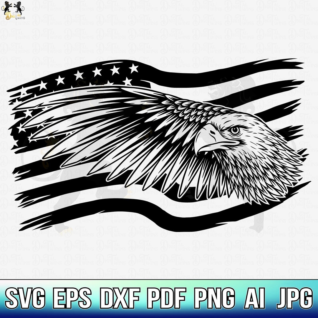 Eagle Through Flag Svg, Eagle With Flag Svg, Eagle USA Svg, American ...