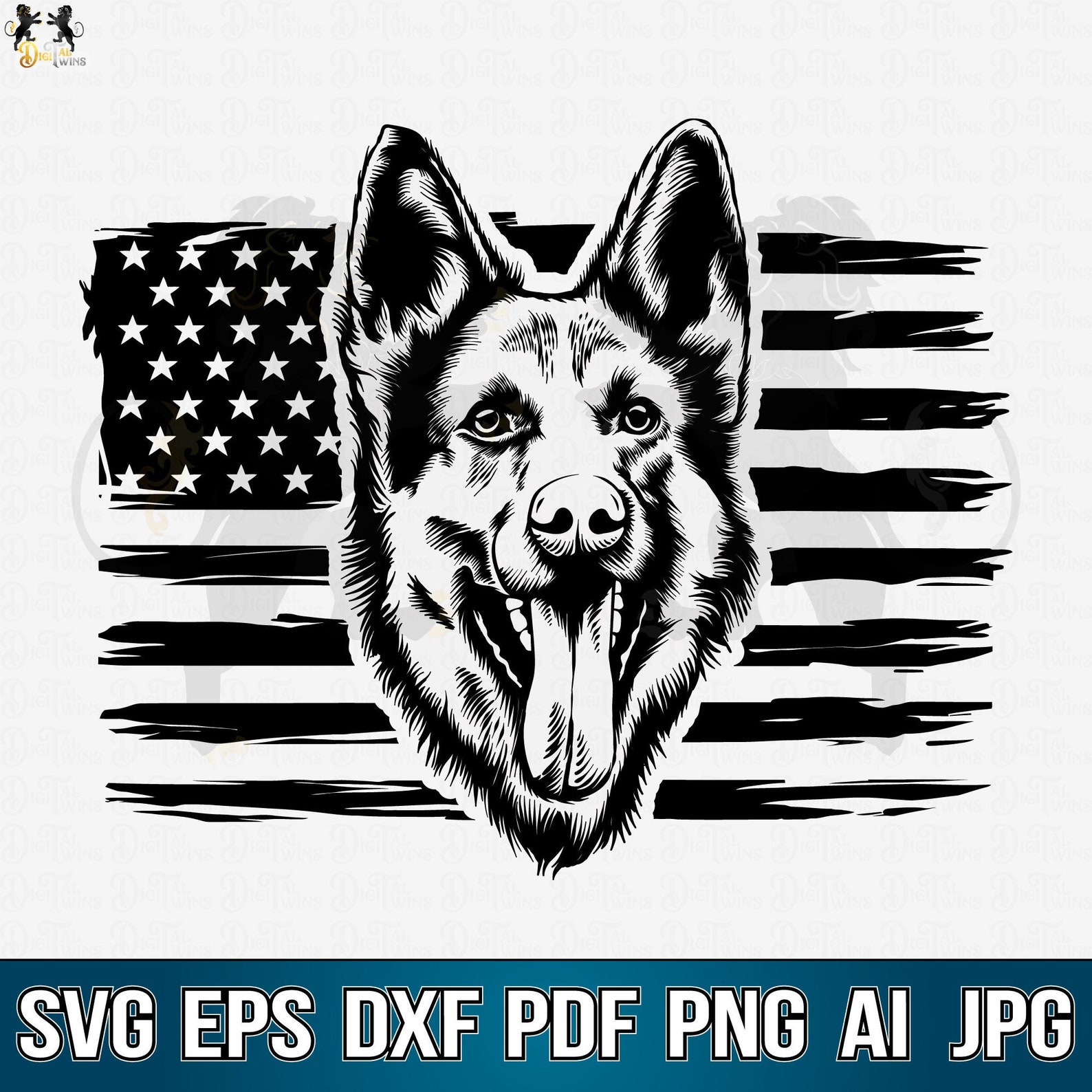 German Shepherd With Flag Svg German Shepherd Clipart German | Etsy