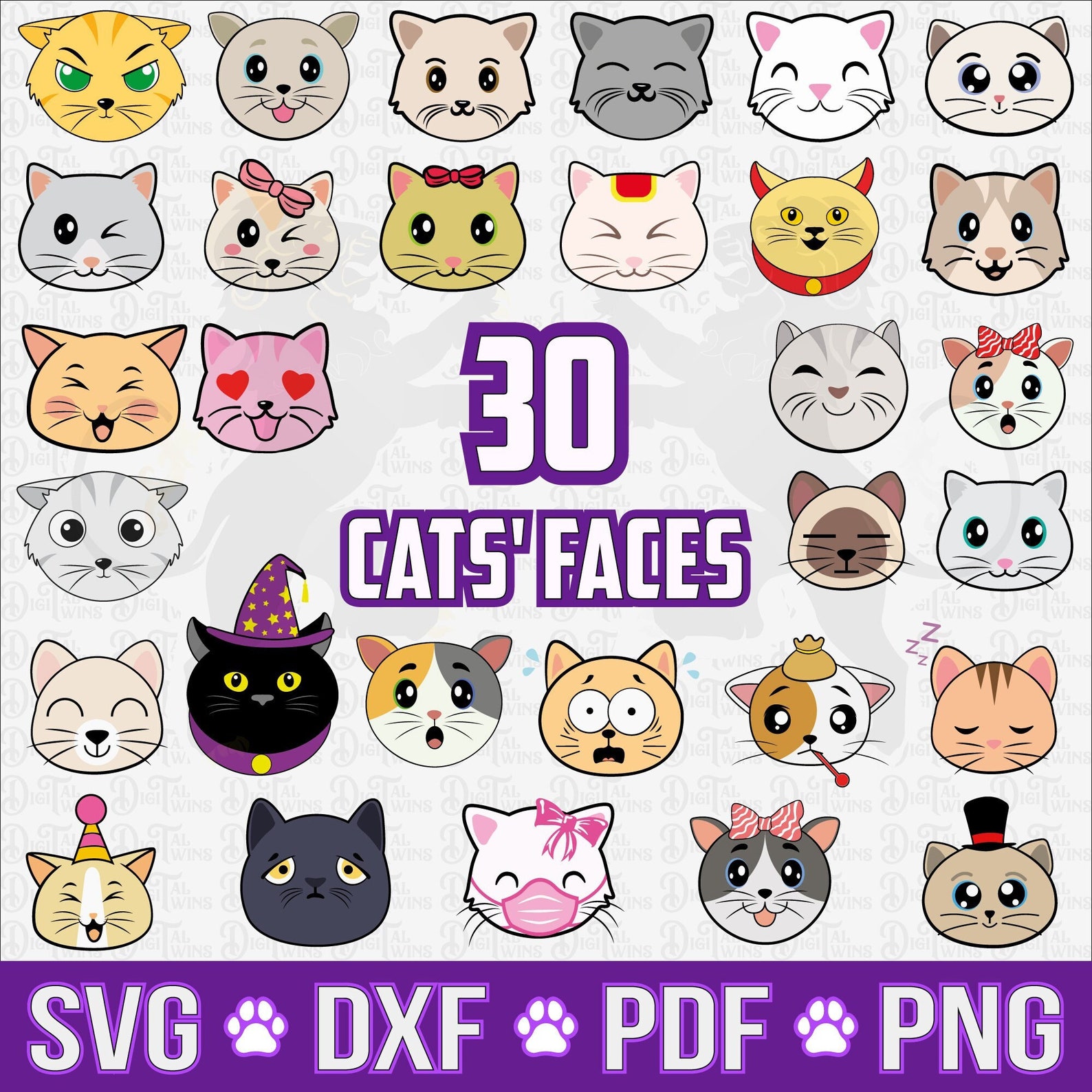 Cat Face Svg, Cat Svg, Cat Face Clipart, Cat Face Cricut, Kitty Svg ...