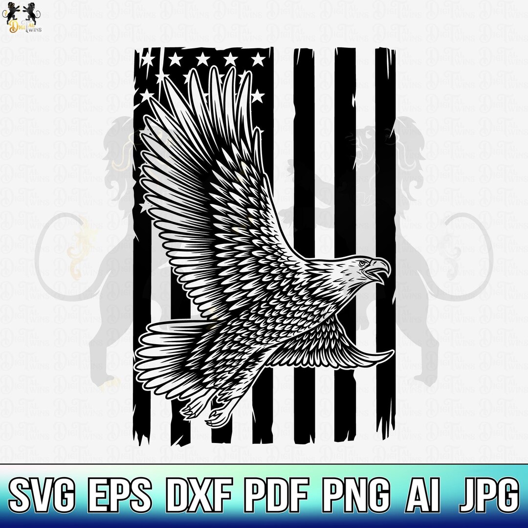 Eagle Through Flag Svg, Eagle With Flag Svg, Eagle USA Svg, American ...