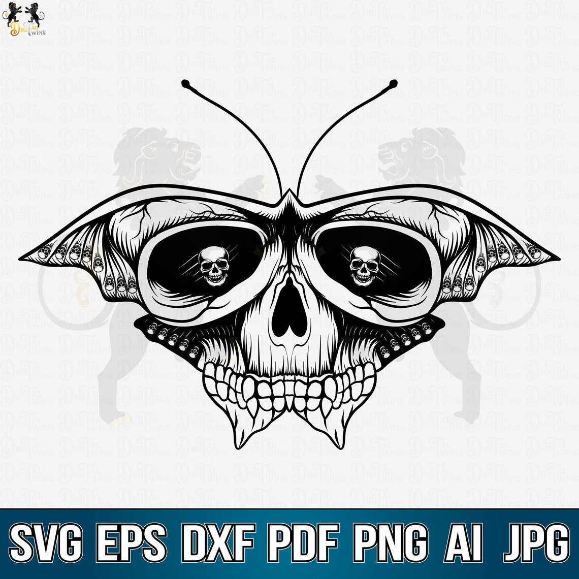 Skull Butterfly Svg, Skull Svg, Skull Butterfly Clipart, Gothic Svg ...