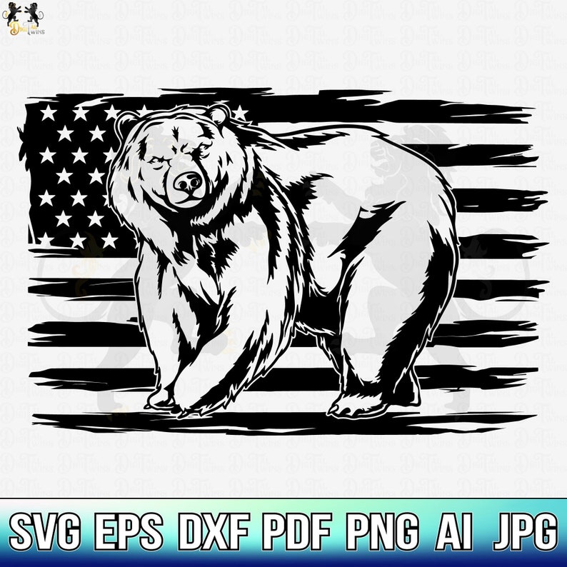 Bear With Flag Svg Bear Clipart Bear Vector Bear Cricut - Etsy