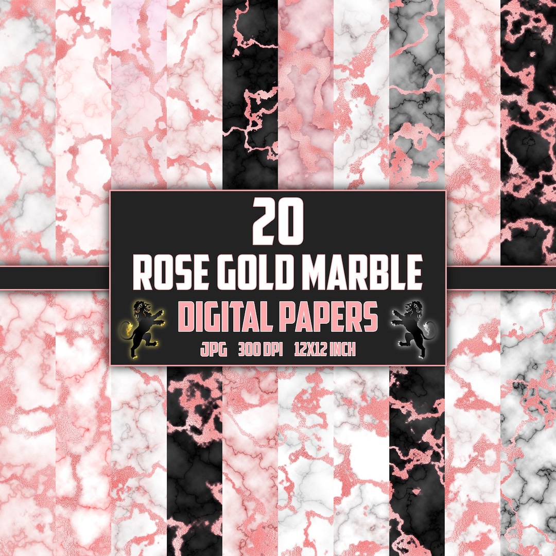 Rose Gold Marble Digital Paper, Marble Seamless Patterns, Marble ...