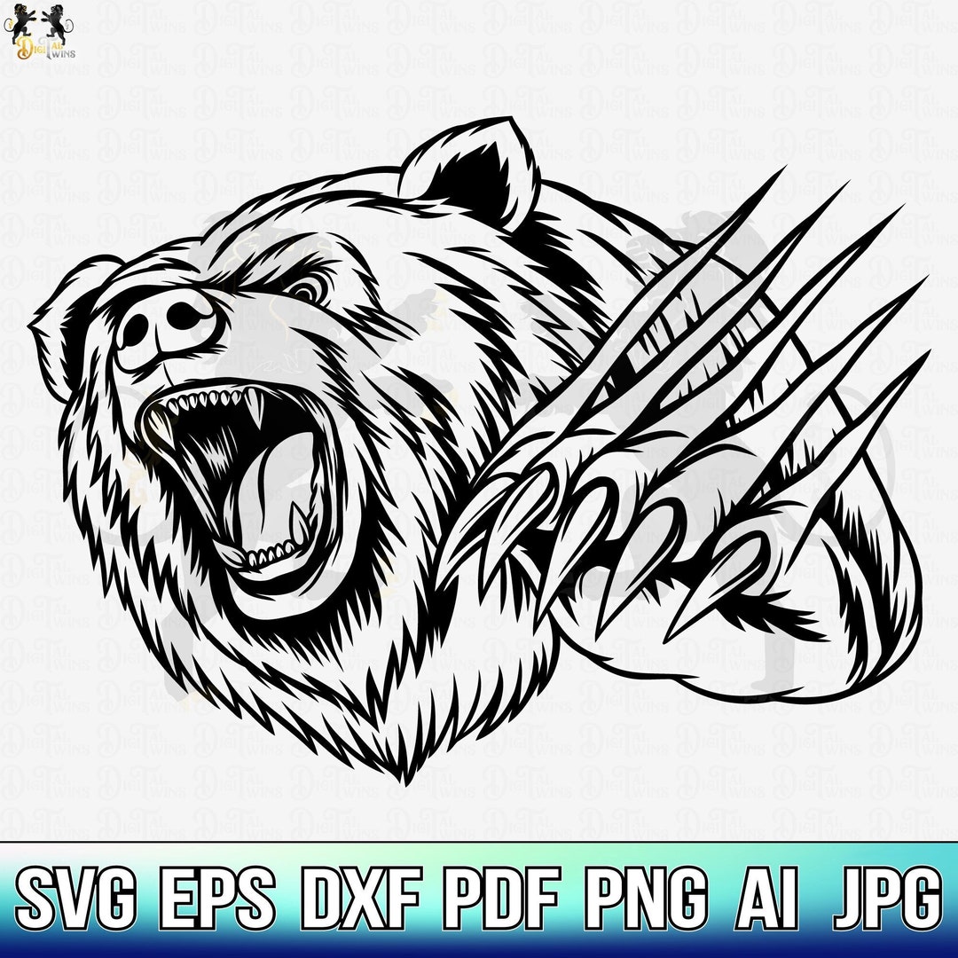 Bear Scratch Svg, Bear Clipart, Bear Vector, Bear Cricut, Grizzly Svg ...
