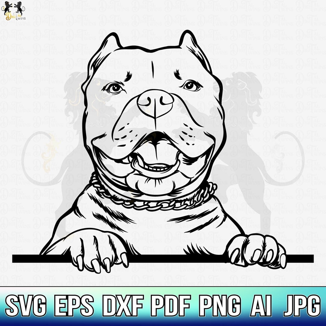 Pitbull Svg, American Pit Bull Svg, Pitbull Clipart, Pitbull Vector ...