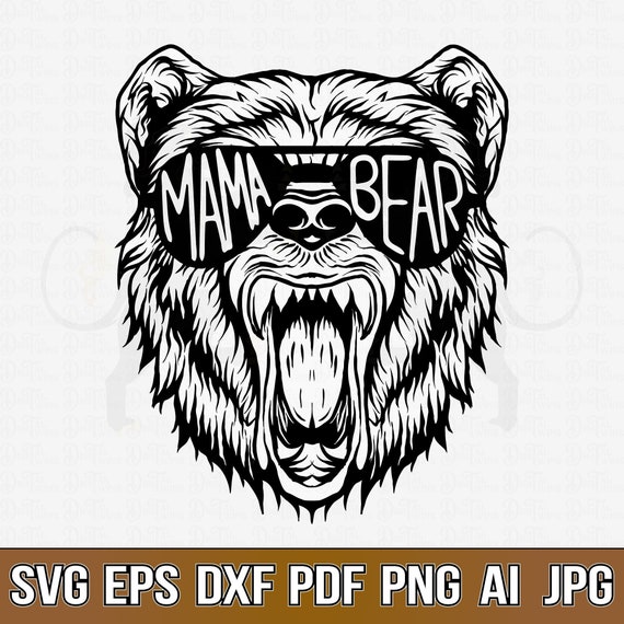 Mama Bear Svg Mama Bear Face Svg Bear With Glasses Svg Mama | Etsy