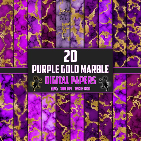 Purple Gold Marble Digital Paper Marble Seamless Patterns | Etsy