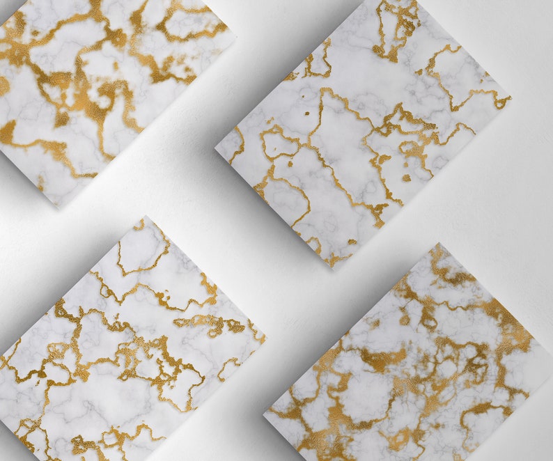White Gold Marble Digital Paper, Marble Seamless Patterns, Marble ...