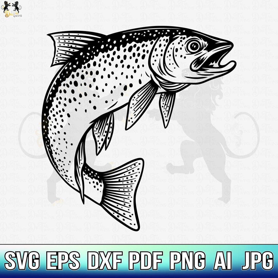 Trout Fishing Svg, Fishing Svg, Trout Fish Svg, Trout Clipart, Trout ...