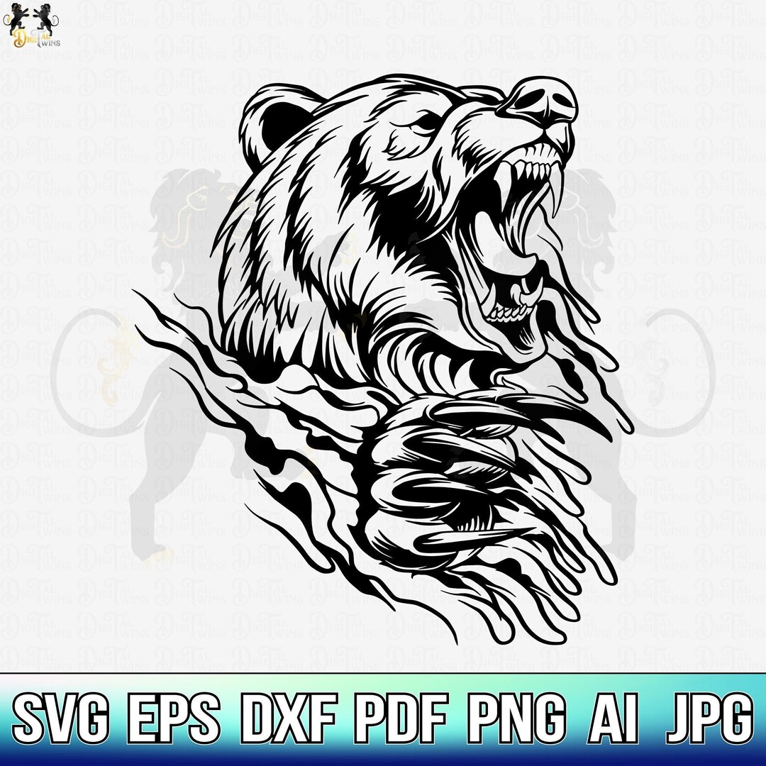Bear Scratch Svg, Bear Clipart, Bear Vector, Bear Cricut, Grizzly Svg ...
