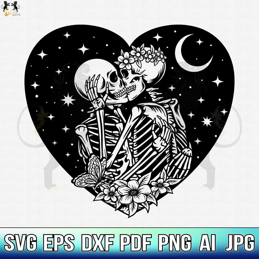 Skull Lovers Svg, Skull Svg, Dead Skeleton Love Svg, Gothic Svg, Skull ...