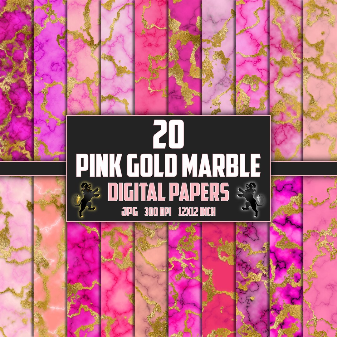 Pink Gold Marble Digital Paper, Marble Seamless Patterns, Marble ...