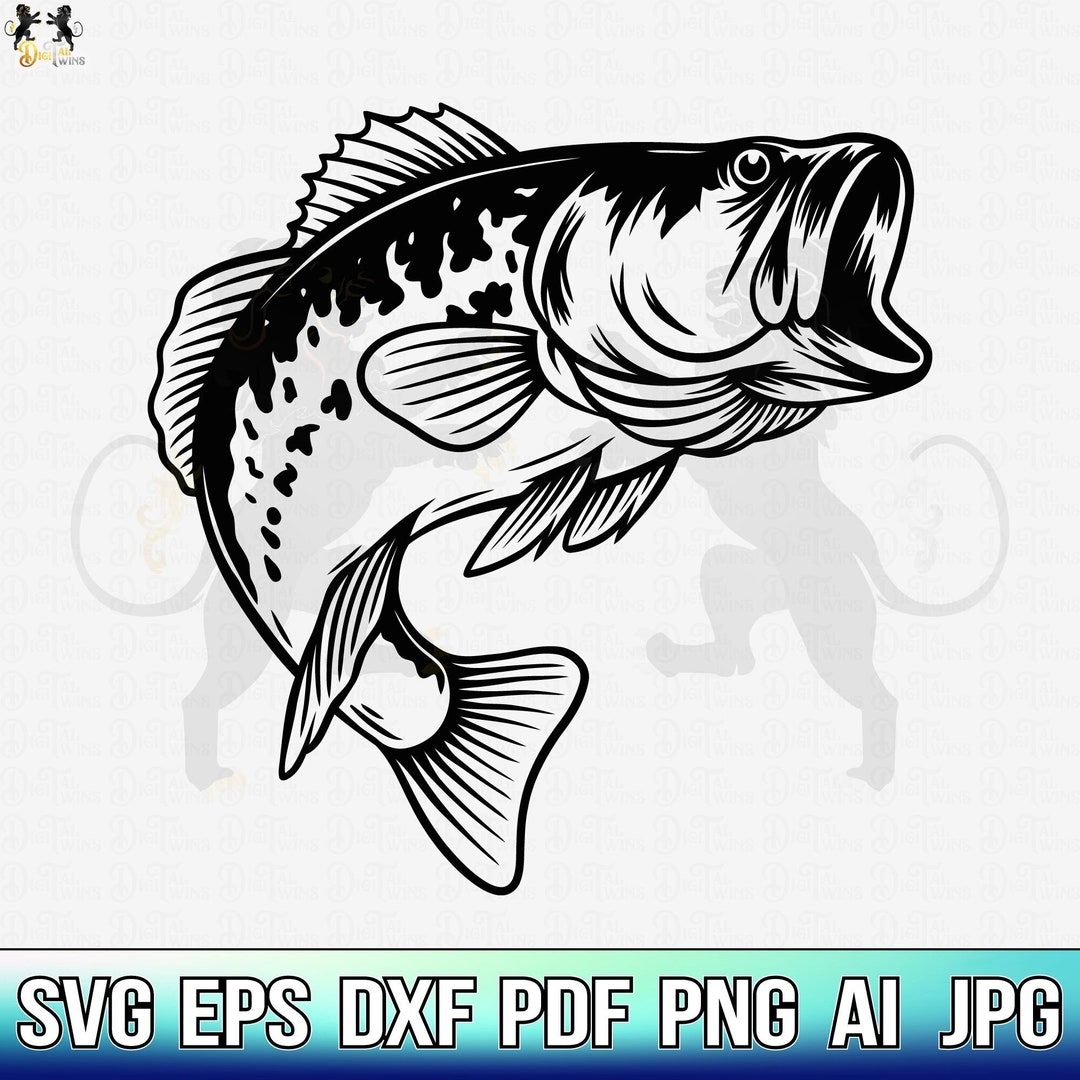 Bass Fishing Svg, Fishing Svg, Bass Fish Svg, Bass Clipart, Bass Vector ...