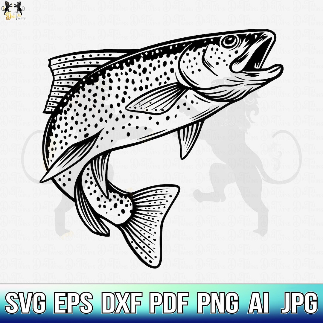 Trout Fishing Svg, Fishing Svg, Trout Fish Svg, Trout Clipart, Trout ...