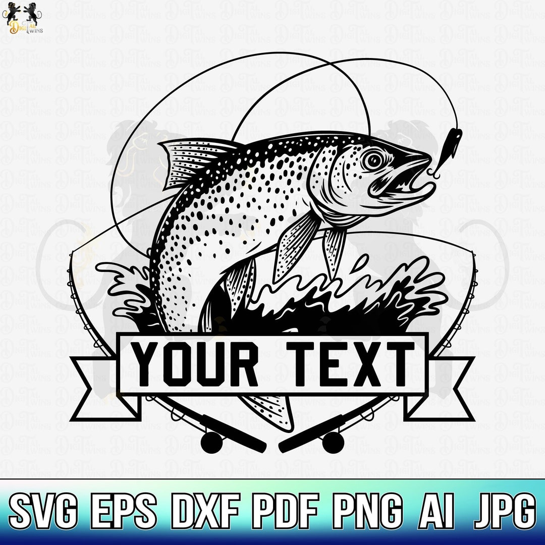 Trout Fishing Name Svg, Fishing Svg, Trout Fish Svg, Trout Clipart ...