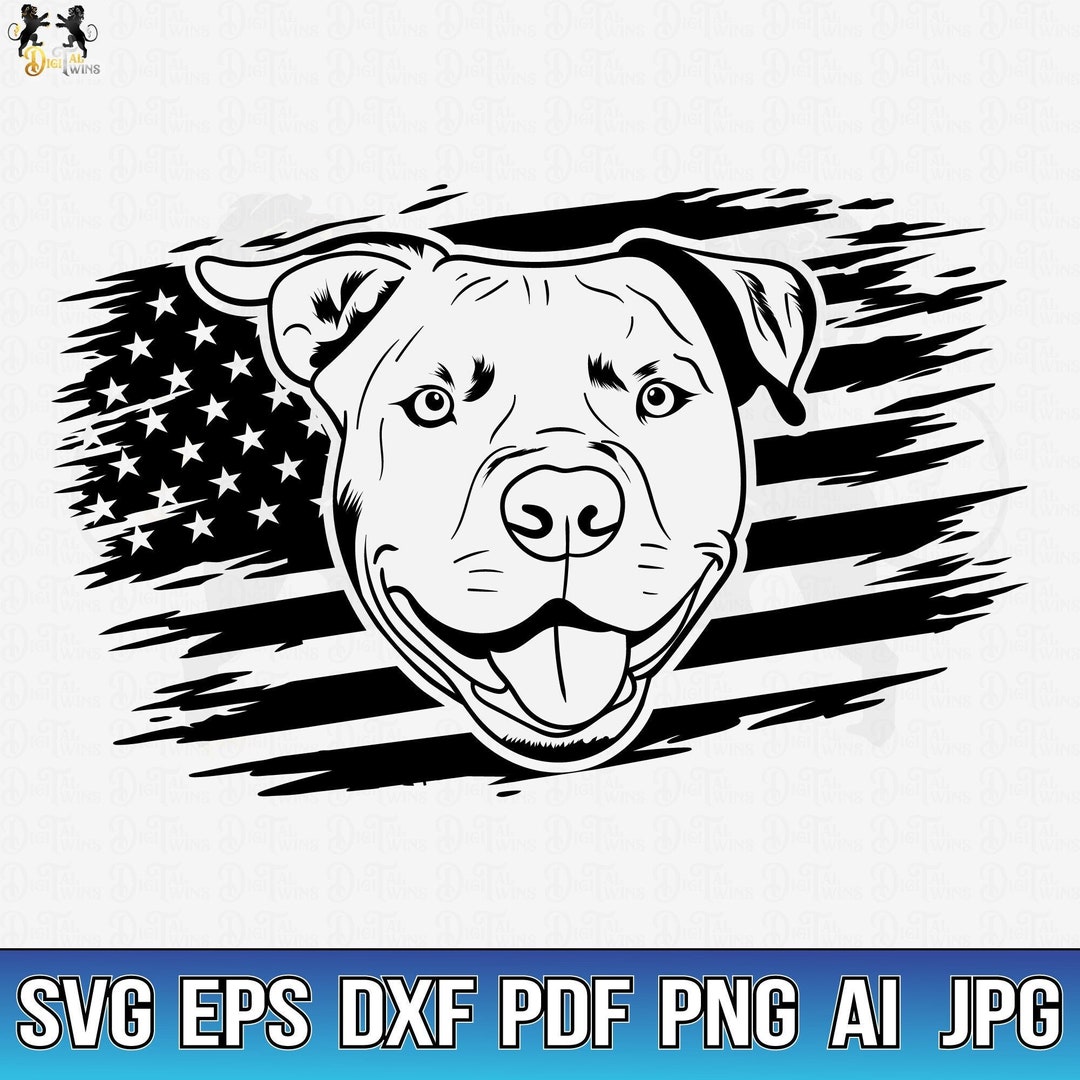 Pitbull With Flag Svg, American Pit Bull Svg, Pitbull Clipart, Pitbull ...