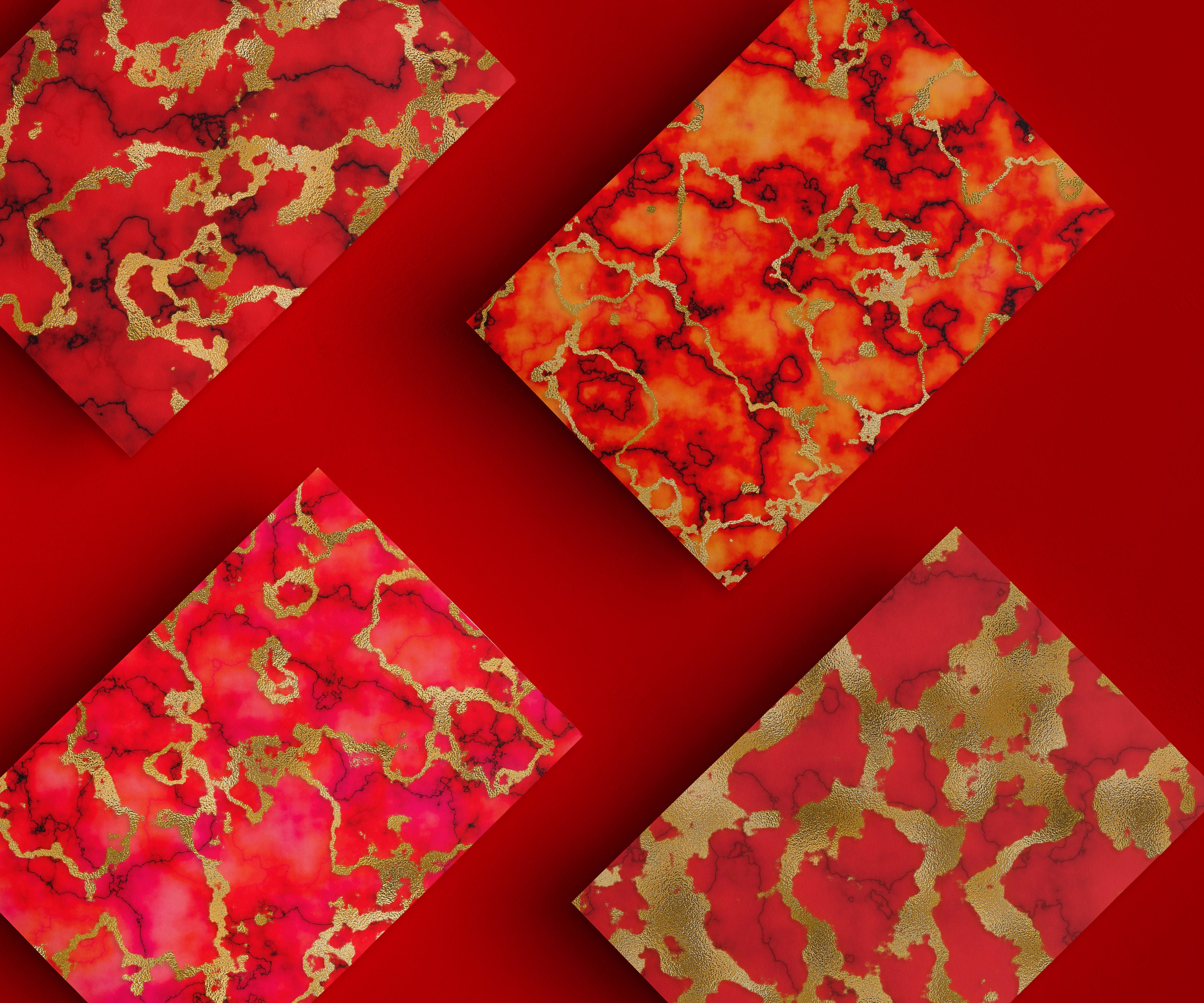 Red Gold Marble Digital Paper Marble Seamless Patterns - Etsy