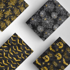 Gold Gothic Digital Paper, Gothic Scrapbook, Gothic Clipart, Halloween ...