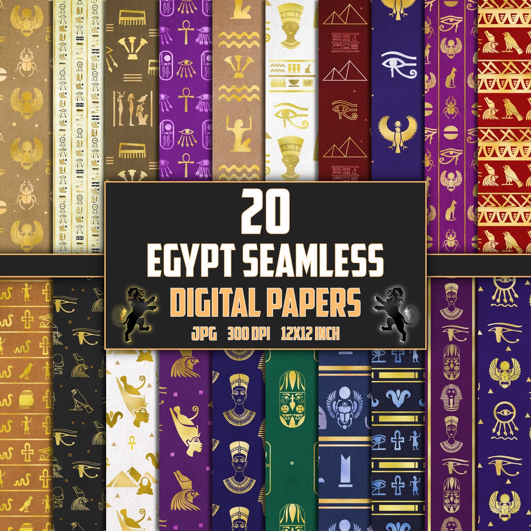 Egypt Digital Paper, Egypt Seamless Pattern, Hieroglyphics Scrapbook ...