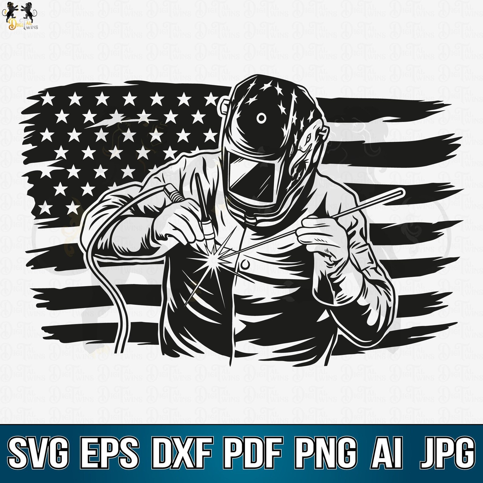 Welder With USA Flag Svg, Welder Svg, Welding Svg, Welder Clipart ...
