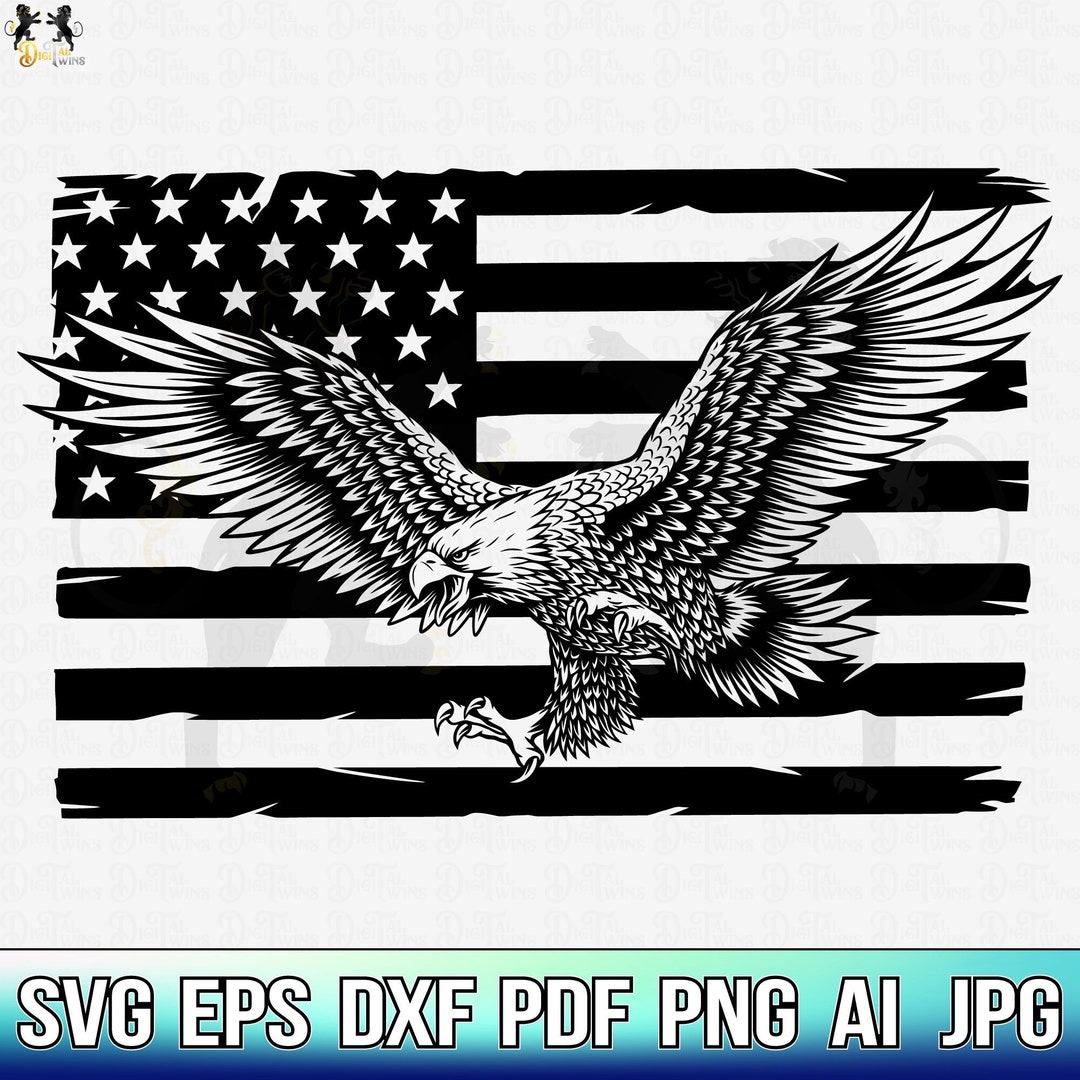 Eagle Through Flag Svg, Eagle With Flag Svg, Eagle USA Svg, American ...