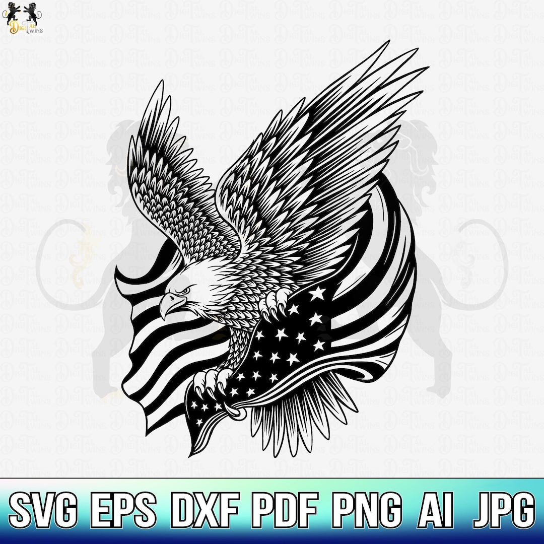 Eagle Through Flag Svg, Eagle With Flag Svg, Eagle USA Svg, American ...